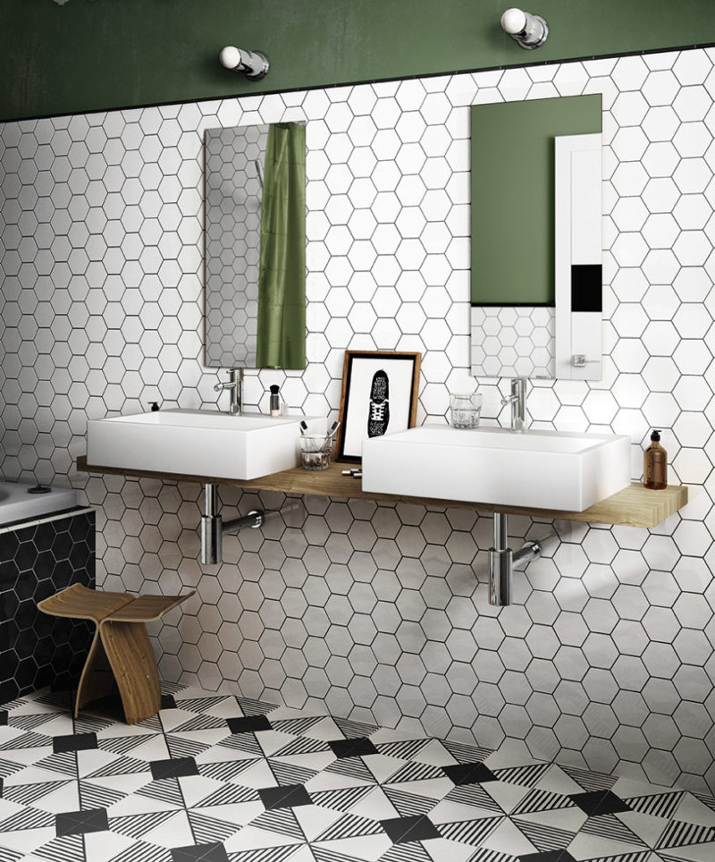 27+ Hexagon Bathroom Tile Ideas to Make You Throw Shapes